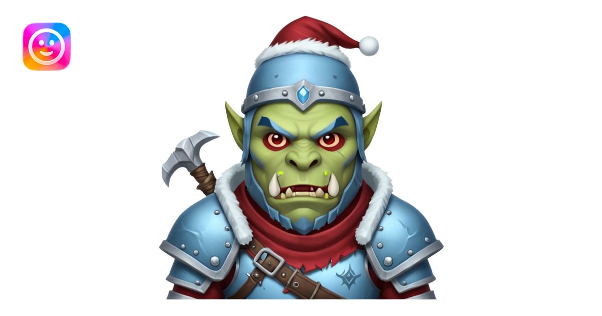 Fantasy Christmas orc legion soldier icon, iron tundra army theme ...