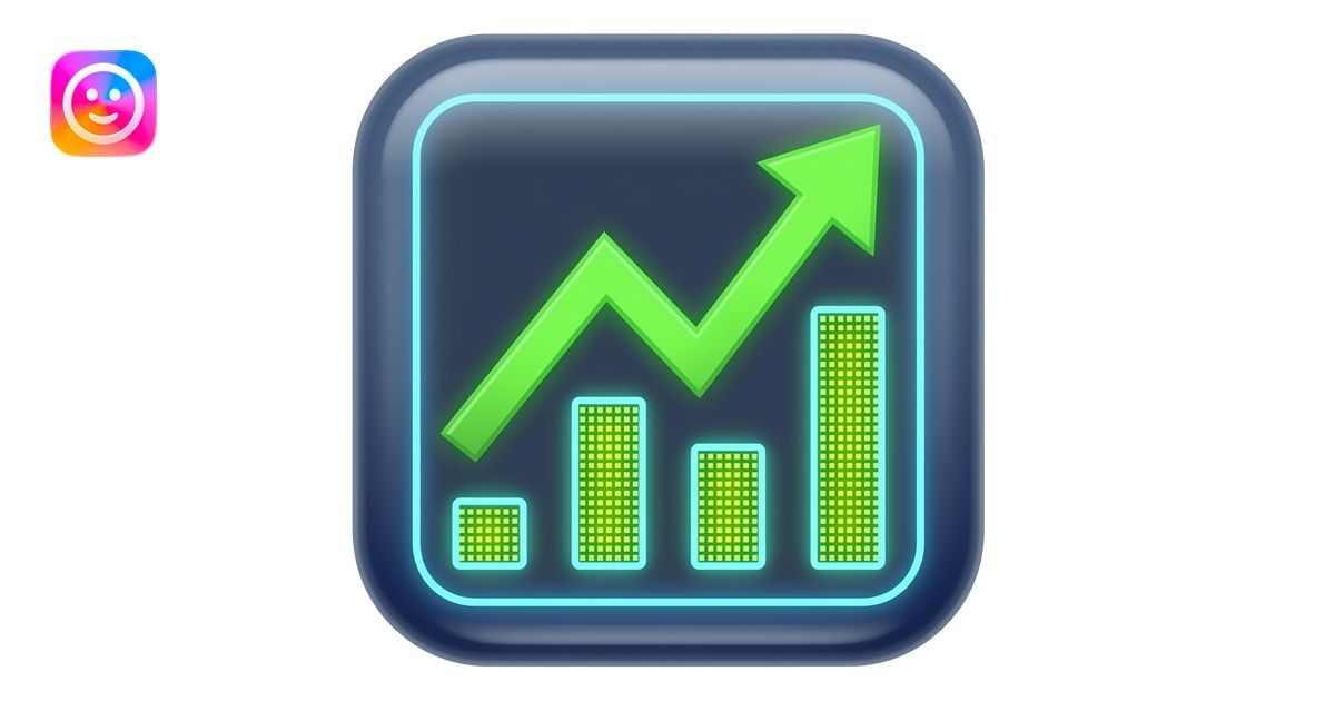 Digital bar chart morphing into a fast-growing plant, 3D icon, neon ...