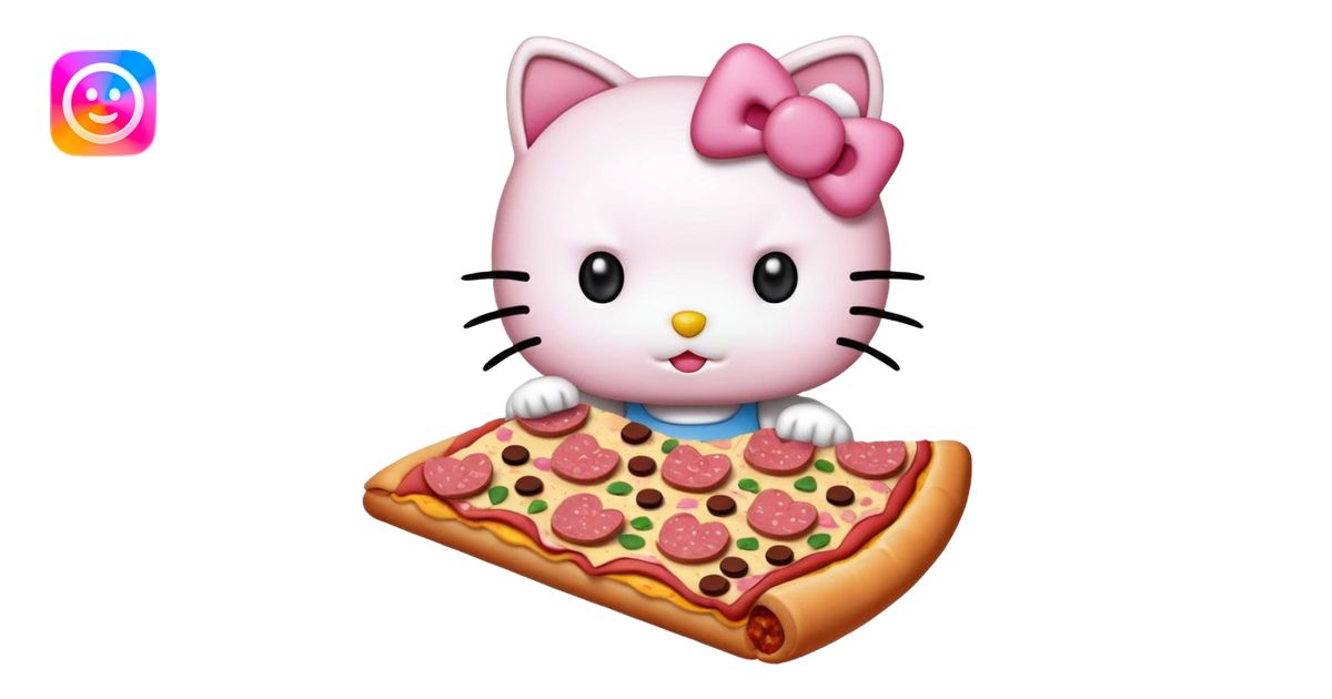 Hello kitty eating spam pizza emoji | AI Emoji Generator
