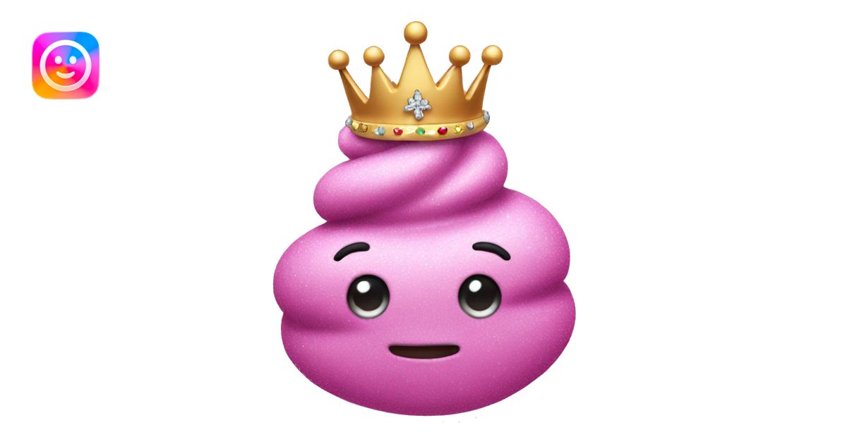 A pink poop emoji with a sparkly crown emoji | AI Emoji Generator