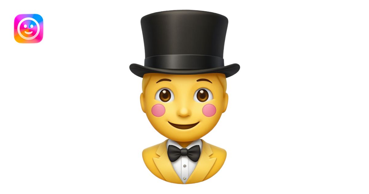 Smiling Emoji wearing top hat emoji | AI Emoji Generator