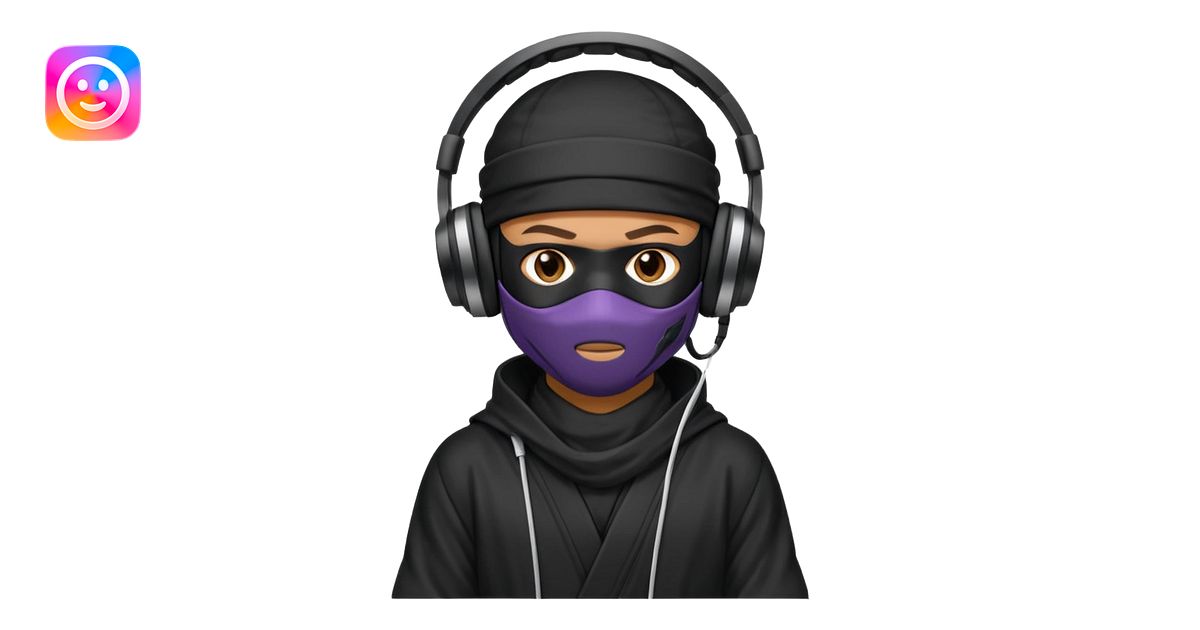 Make a customized emoji that has dj headphones on and a ninja outfit ...