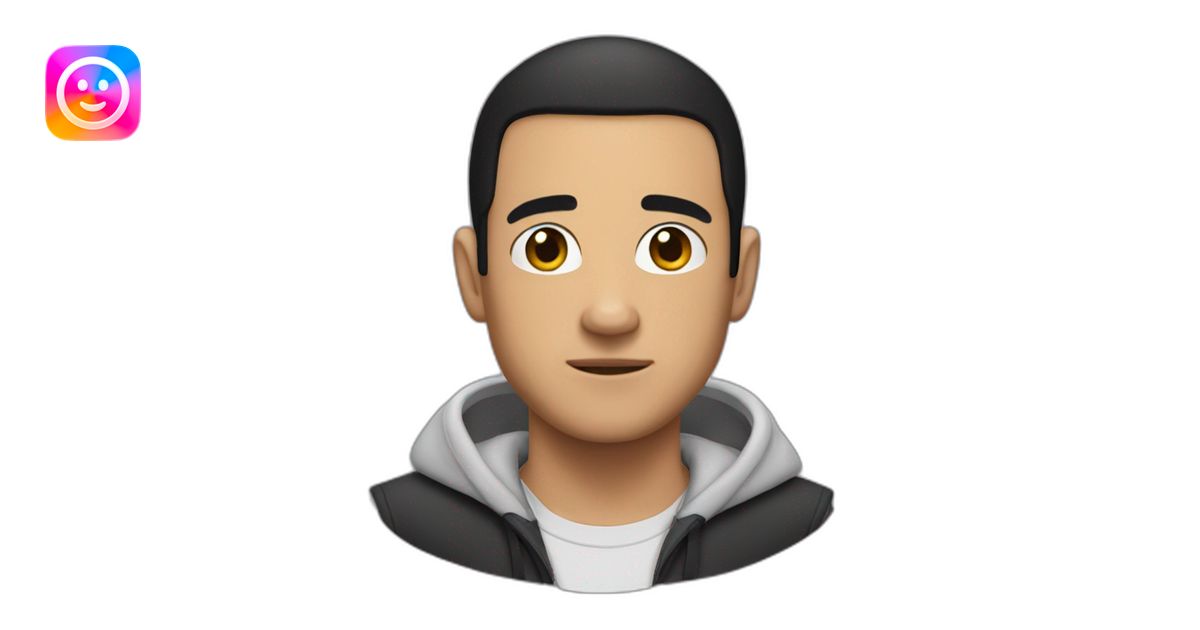 hooded mike bronteroc with black hair and buzz cut emoji | AI Emoji ...