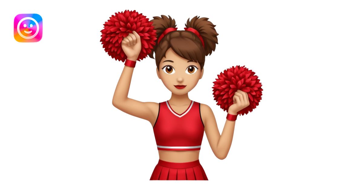 create a tall female cheerleader with pom poms emoji | AI Emoji Generator