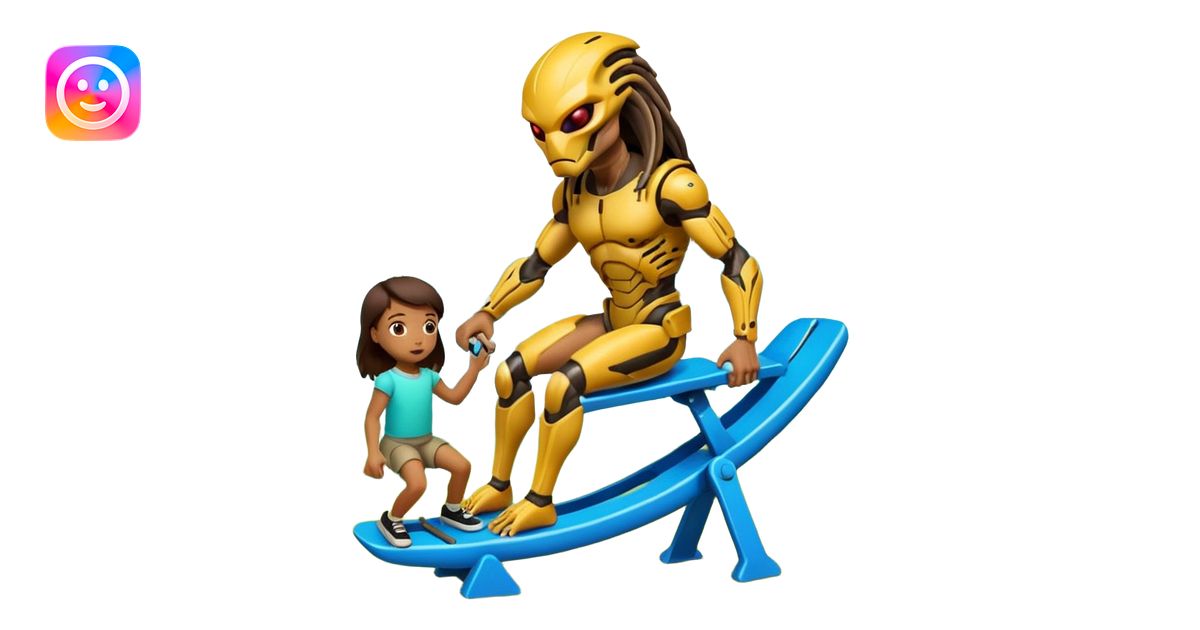 The Predator, in a dream like park, pushing unwilling the alien in a ...