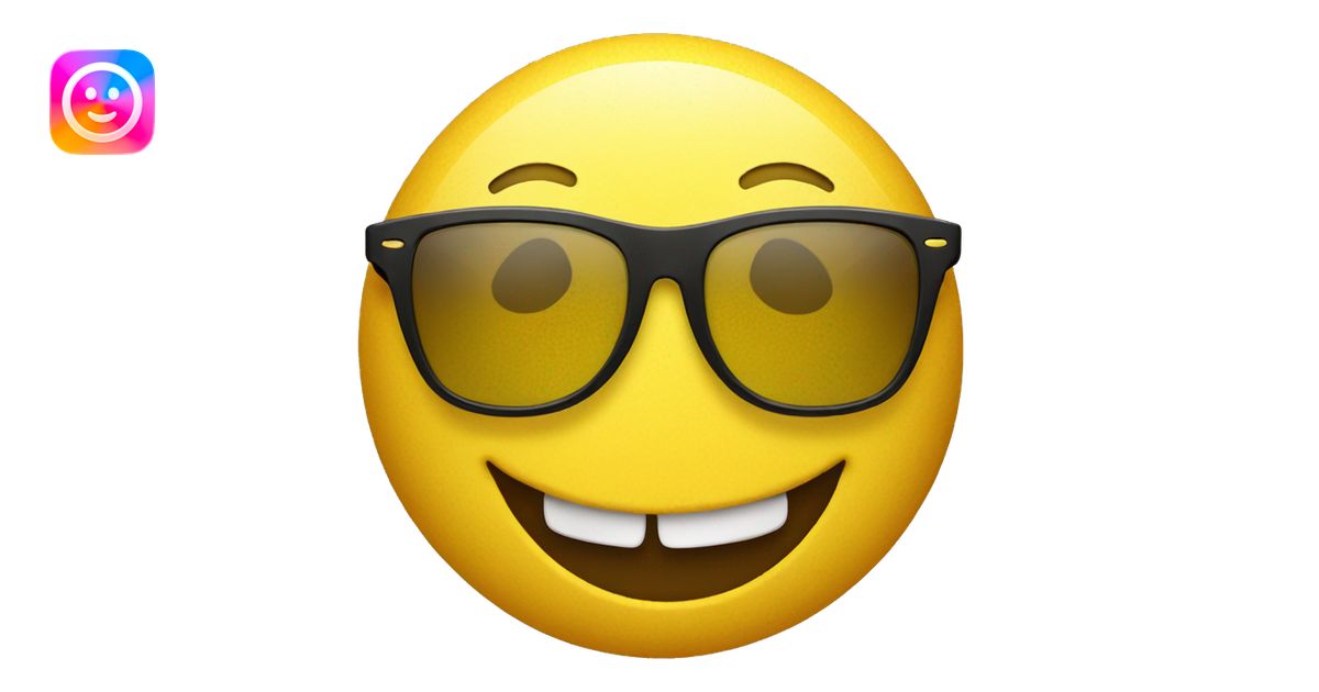 Yellow smiley face with raybans and big smile emoji | AI Emoji Generator