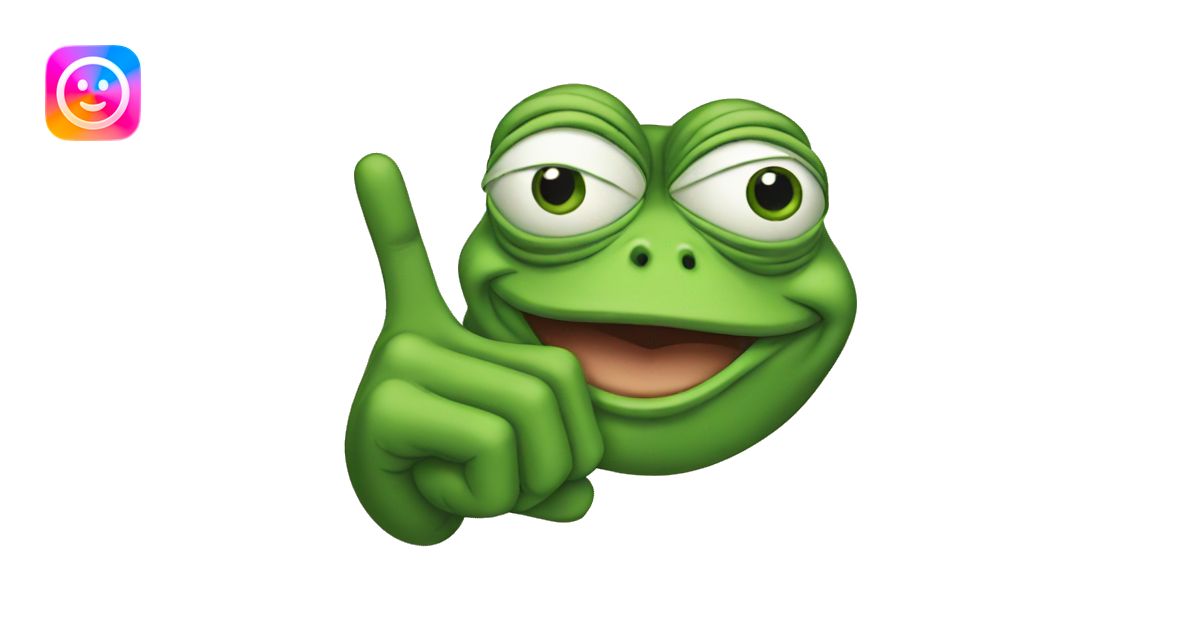 Pepe the frog points his hand emoji | AI Emoji Generator
