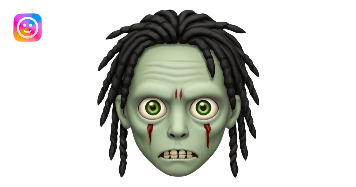 Zombie with black dreads with chinky eyes and a 3rd eye on right cheek ...