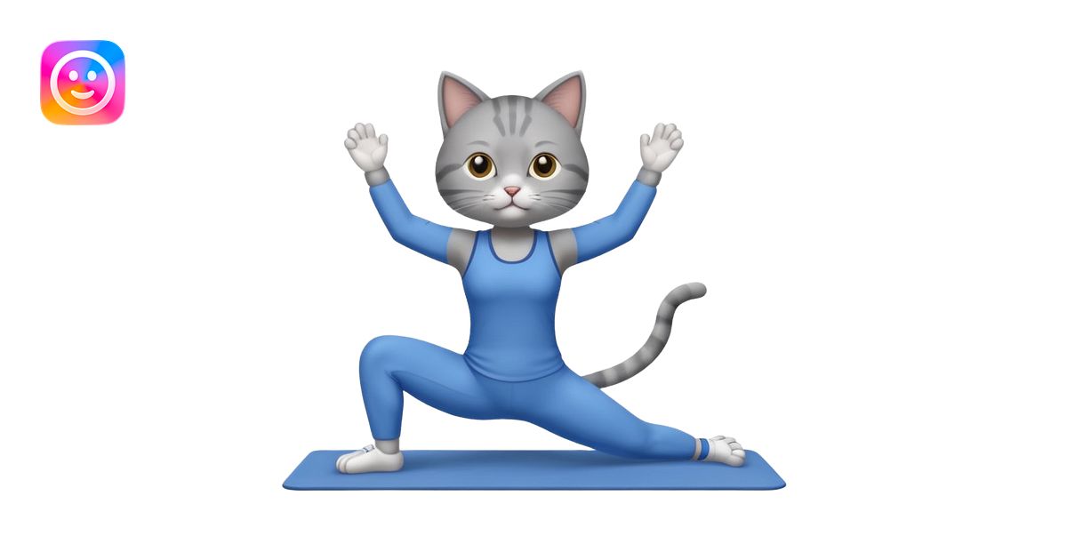 cat doing pilates wearing blue emoji | AI Emoji Generator