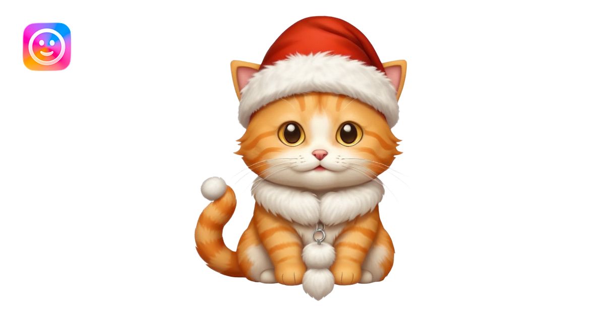 Light orange tabby kitty inside a Santa hat emoji | AI Emoji Generator