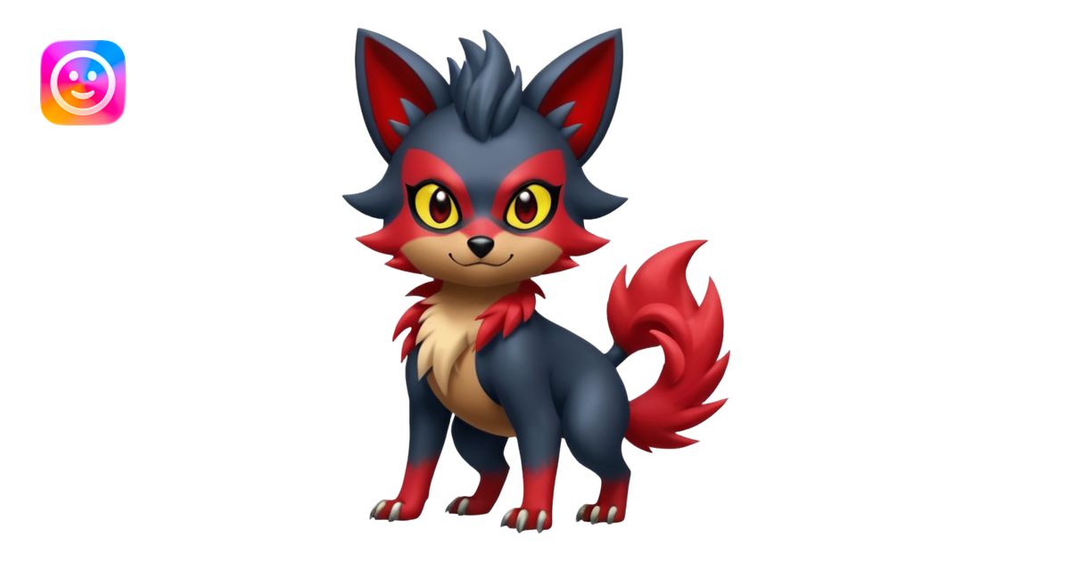 Shiny Cool Badass Zorua-Fakémon-hybrid-creature (full body) emoji | AI ...