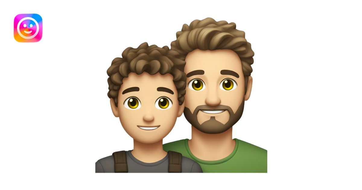 Handsome Father 40s green eyes with short full beard with Son 13s light ...