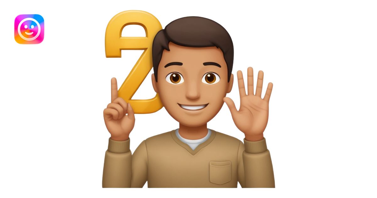 man holding 6️⃣ above the lefthand and 7️⃣ above the right hand emoji ...