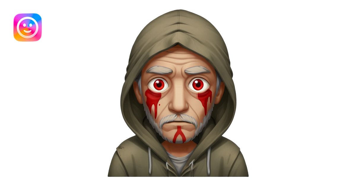 homeless man with red eyes emoji | AI Emoji Generator