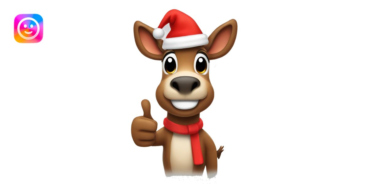 Reindeer with Santa hat doing thumbs up emoji | AI Emoji Generator