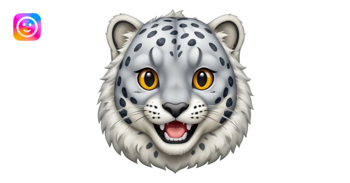 Snow leopard with teeth emoji | AI Emoji Generator