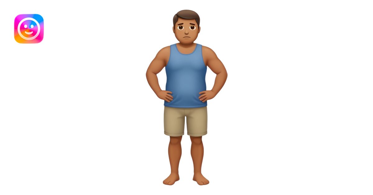 stocky man concentrating full length emoji | AI Emoji Generator