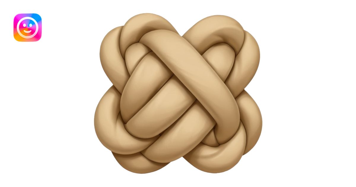 rope tied in a simple knot, rounded edges, cute, soft shading, emoji ...