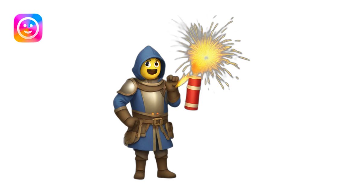 medieval Pyrotechnician seeing some fireworks go off in front of him ...