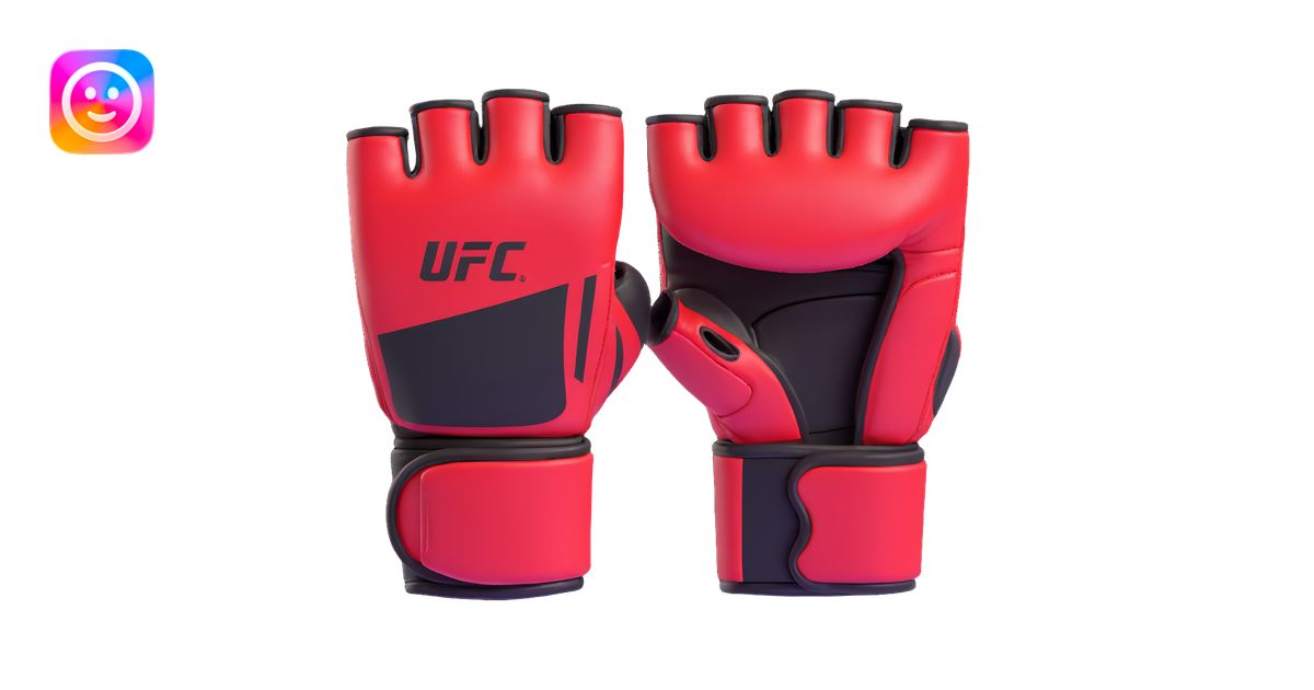 UFC MMA fighting glove with open fingertips, padded knuckles, red and ...