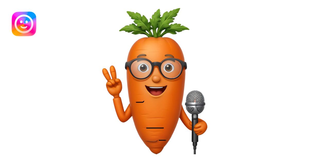 singing carrot wearing glasses with microphone emoji | AI Emoji Generator