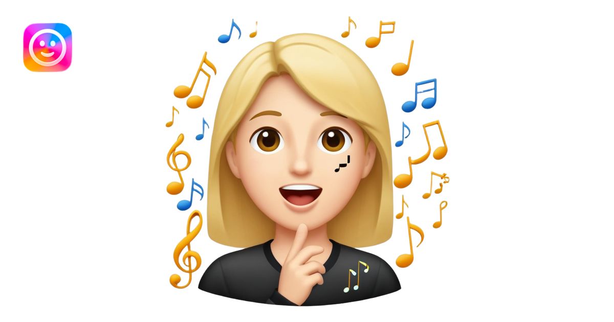 person singing with musical notes, happy and expressive emoji | AI ...