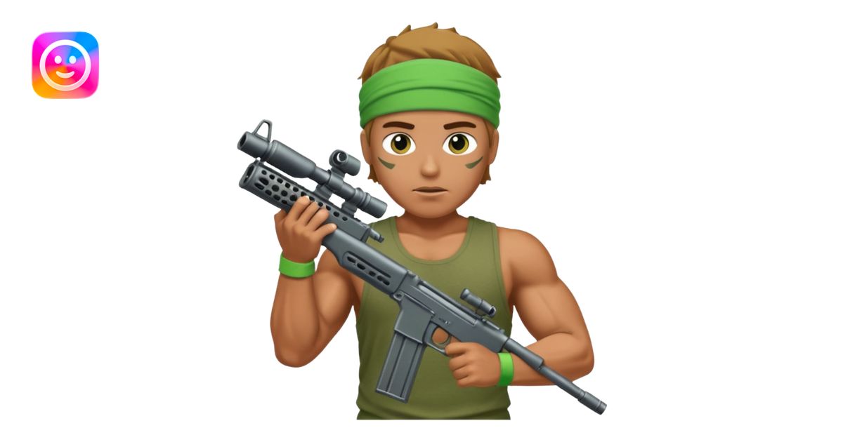 Rambo shooting emoji | AI Emoji Generator