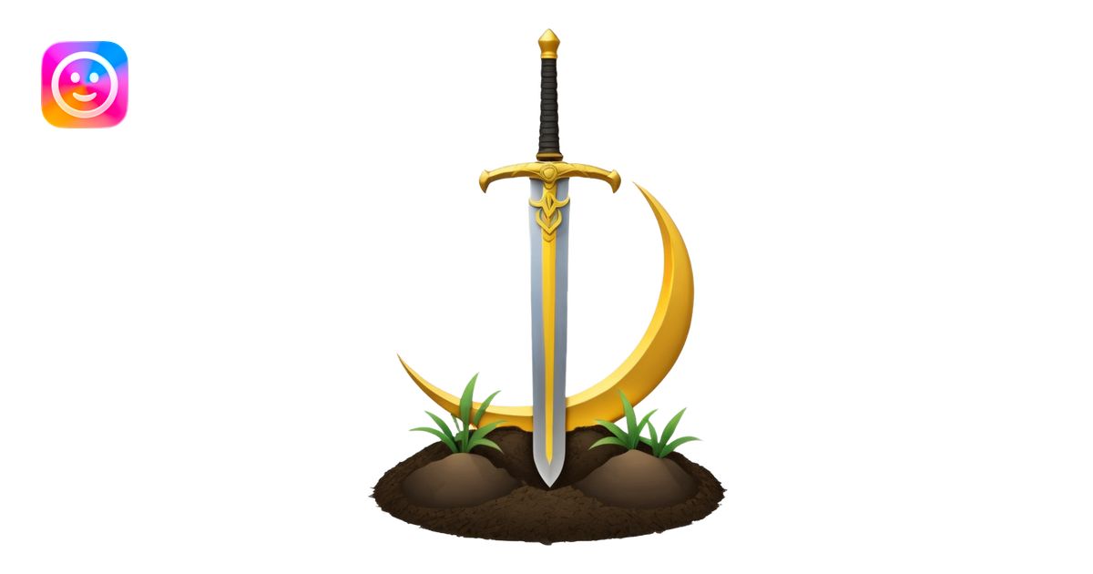 Minimalist emoji of a single upright sword planted into the ground with ...