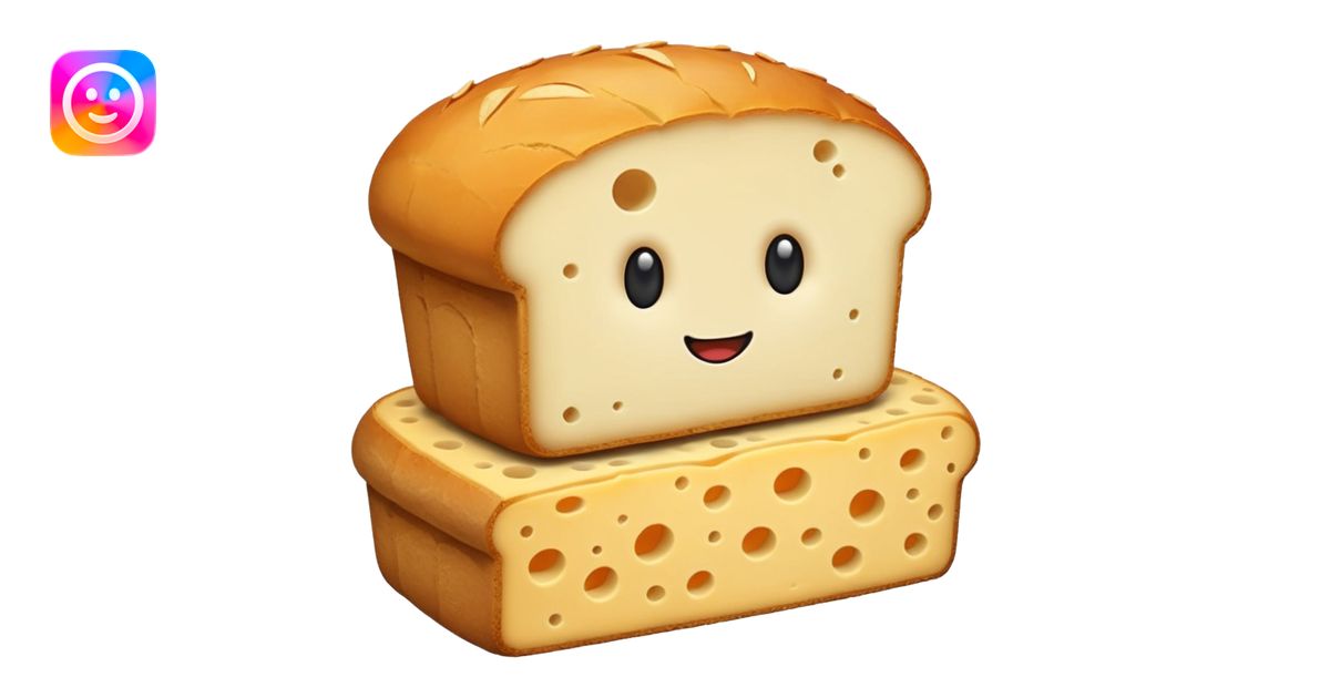 the small and sad bread among the giant cheeses emoji | AI Emoji Generator