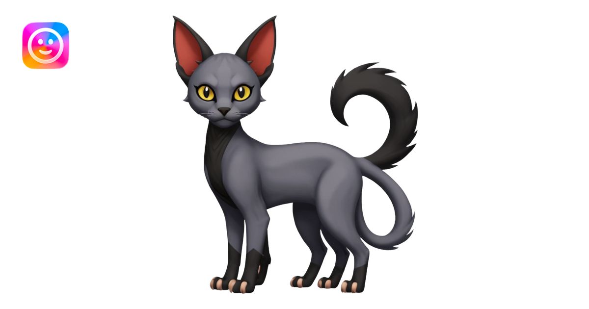 Black edgy Noivern-Litten-Sphynx-Lykoi-Caracal-cat-Fakemon full-body ...