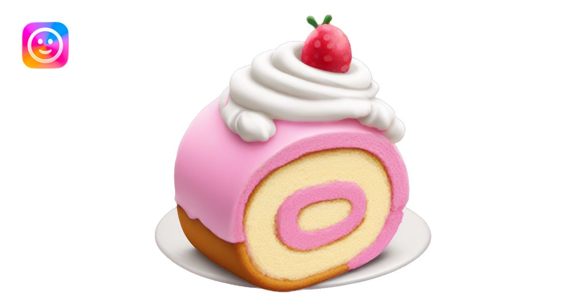 Pink roll cake with whipped cream emoji | AI Emoji Generator