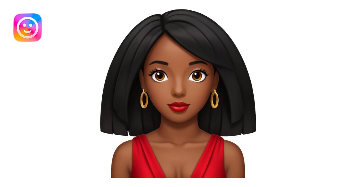 Kelly Rowland with black hair, red outfit emoji | AI Emoji Generator