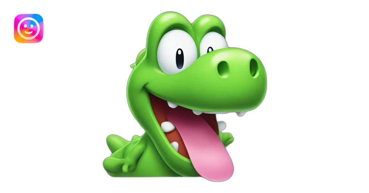 Yoshi with a mustache and laser emoji | AI Emoji Generator