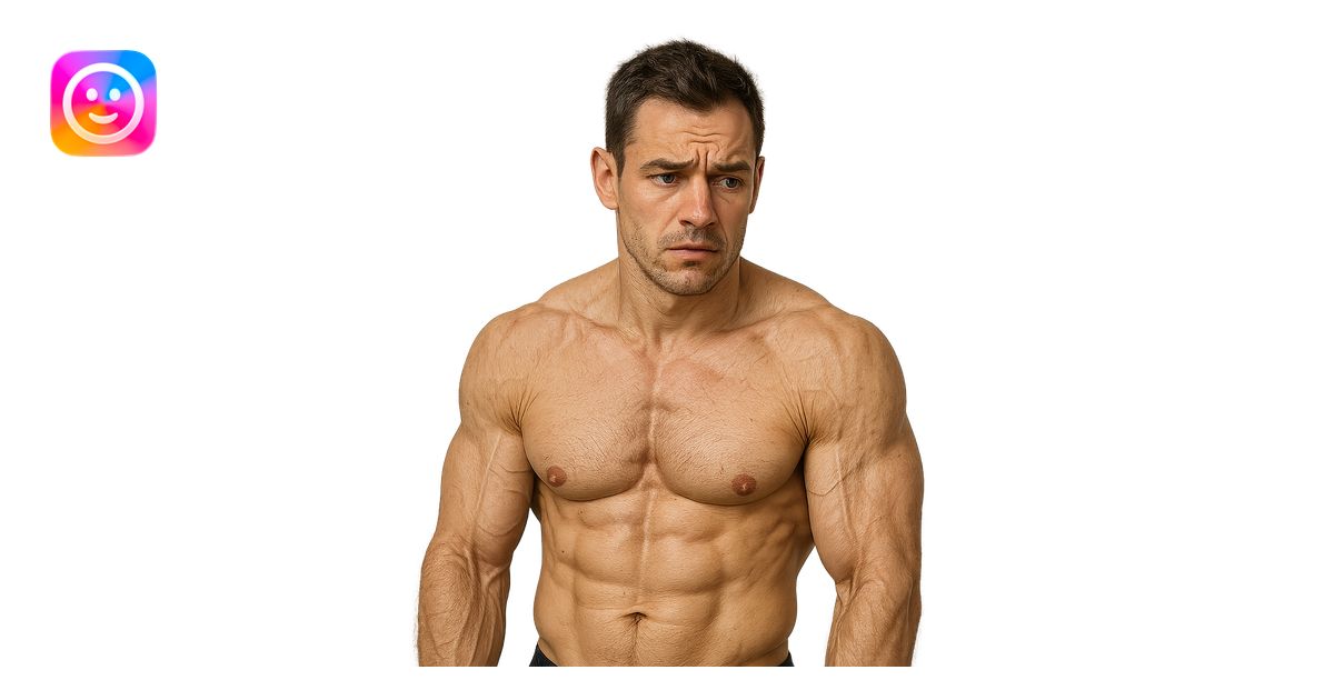 young bodybuilder with declining collagen levels, hyper realistic style ...