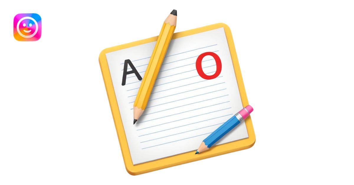 exam paper with “ABC” letters and a pencil emoji | AI Emoji Generator