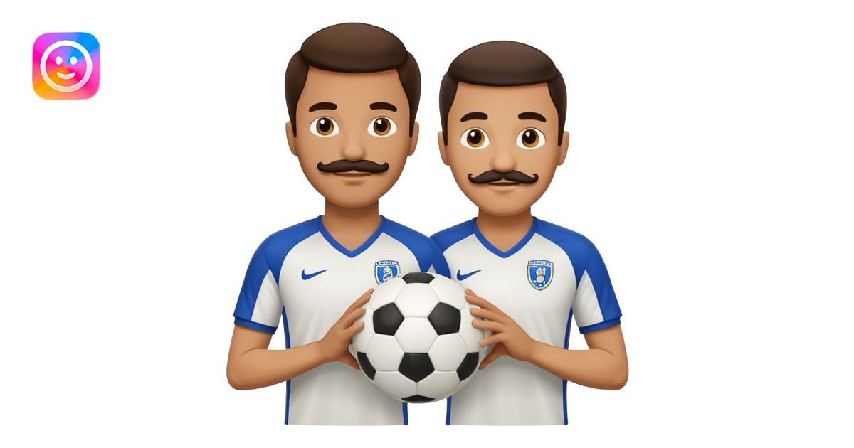 soccer players with mustache holding soccer ball emoji | AI Emoji Generator