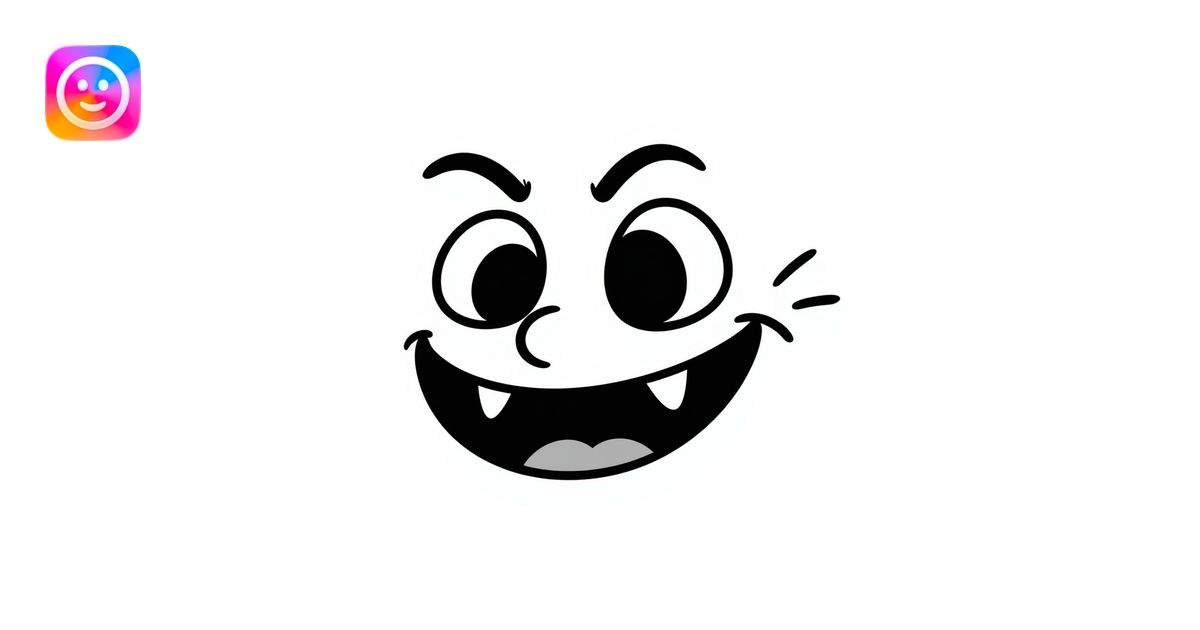 Draw a troll face with extra sharp features and a wild expression in a ...