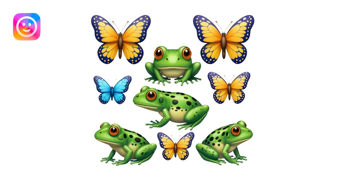 Frogs butterflies courage strong brave emoji | AI Emoji Generator