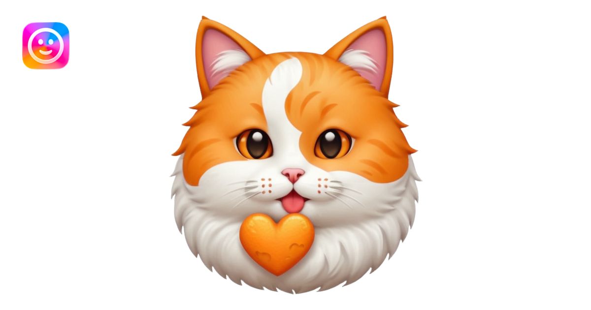 A cute circular cat blowing a smooch kiss with heart and little bite on ...