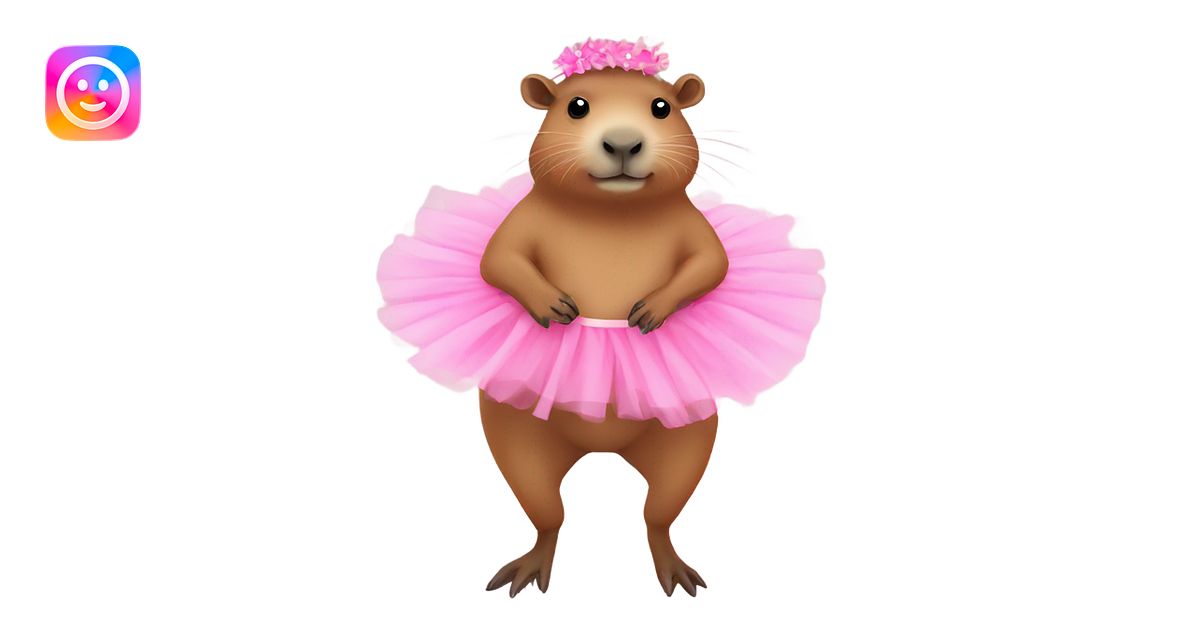 capybara wearing a pink tutu emoji | AI Emoji Generator