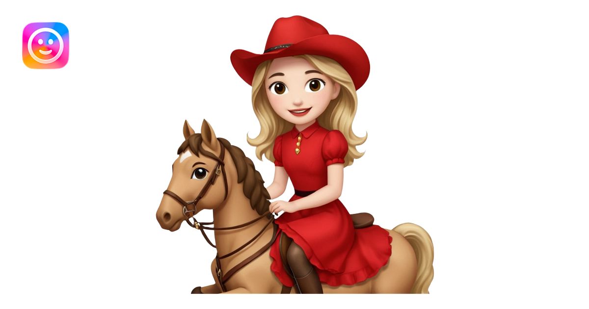sabrina carpenter wearing red dress while riding a horse emoji | AI ...