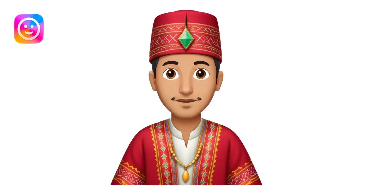 A Moroccan man wearing traditional clothing, fez hat, colorful caftan ...