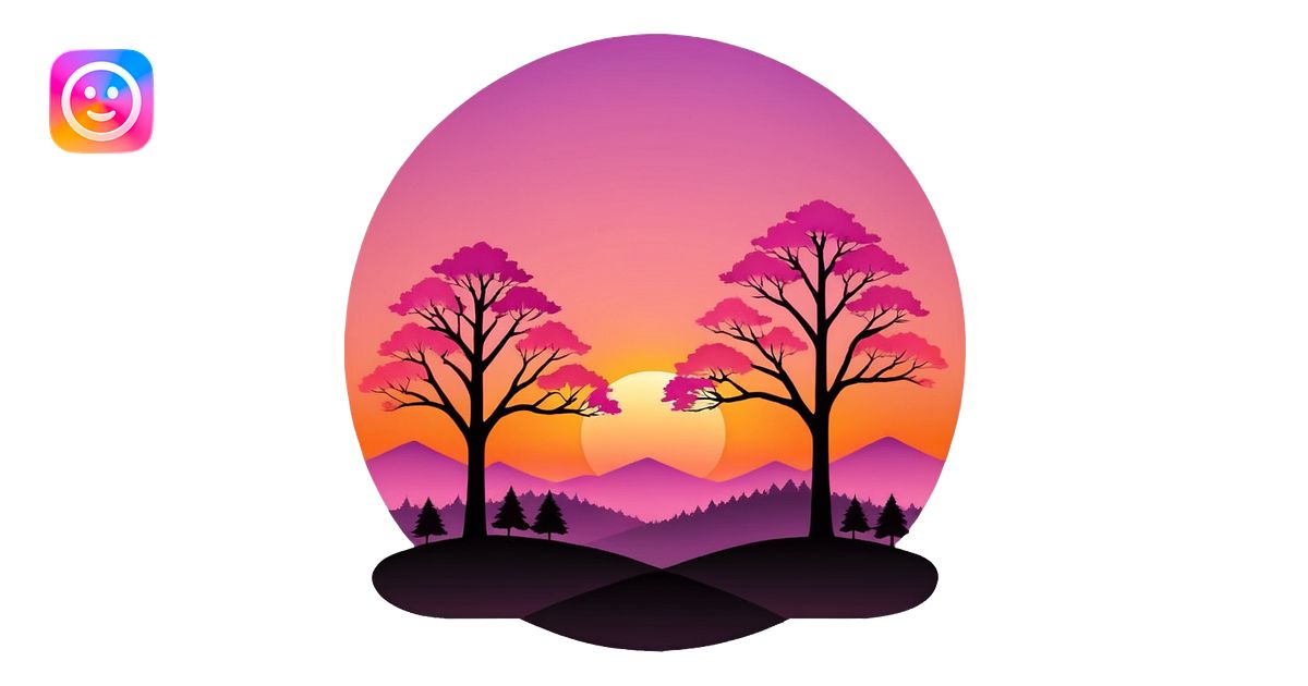 Pôr do sol com Natureza emoji | AI Emoji Generator