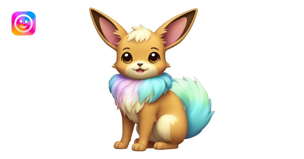 Kawaii Shiny Colorful Pastel Eevee Full Body emoji | AI Emoji Generator
