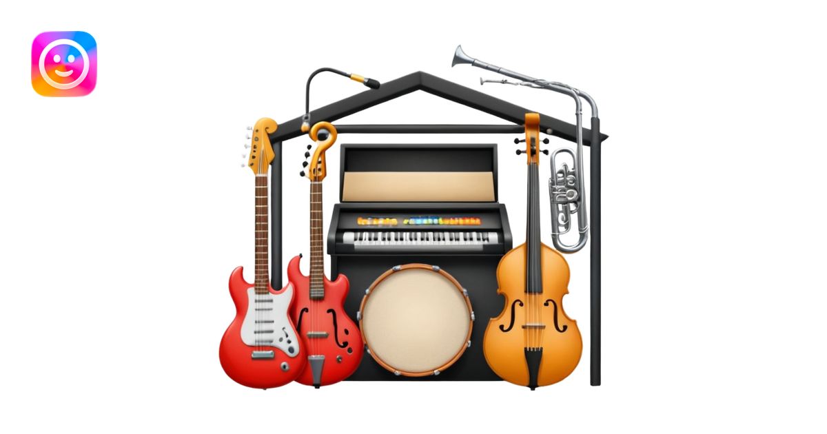 Garage with musical instruments set up emoji | AI Emoji Generator