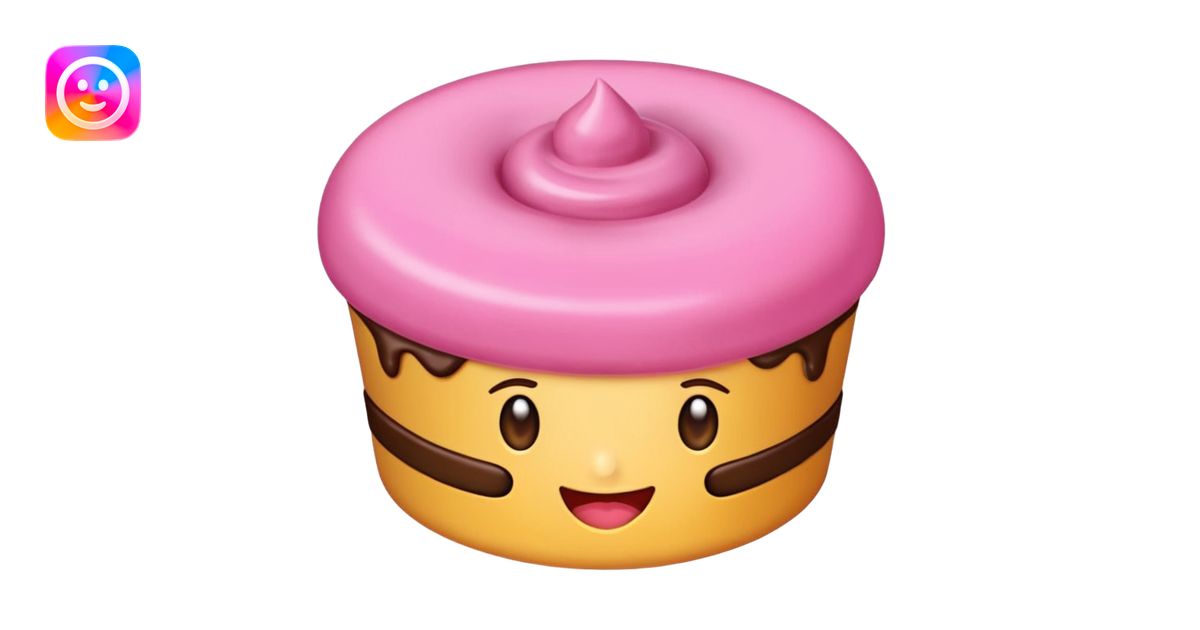 Yumuş yumuş pembe ayıcık elinde kremalı kek tutan emoji | AI Emoji ...