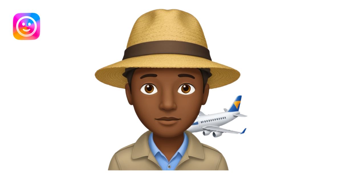 Visage homme créole réunionnais avec chapeau arrive avion emoji | AI ...