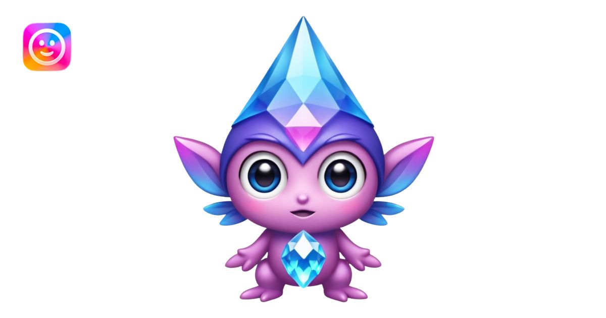 kawaii chibi style crystal sprite creature that is purple, blue, and ...