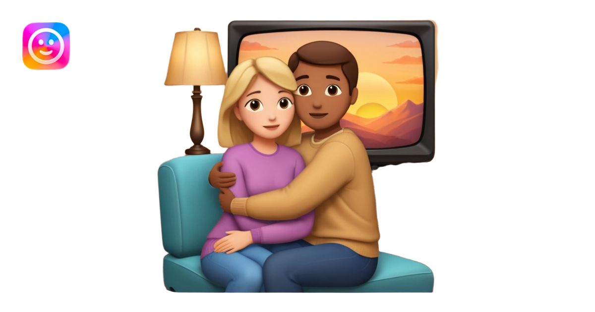 a romantic movie shown on a television emoji | AI Emoji Generator