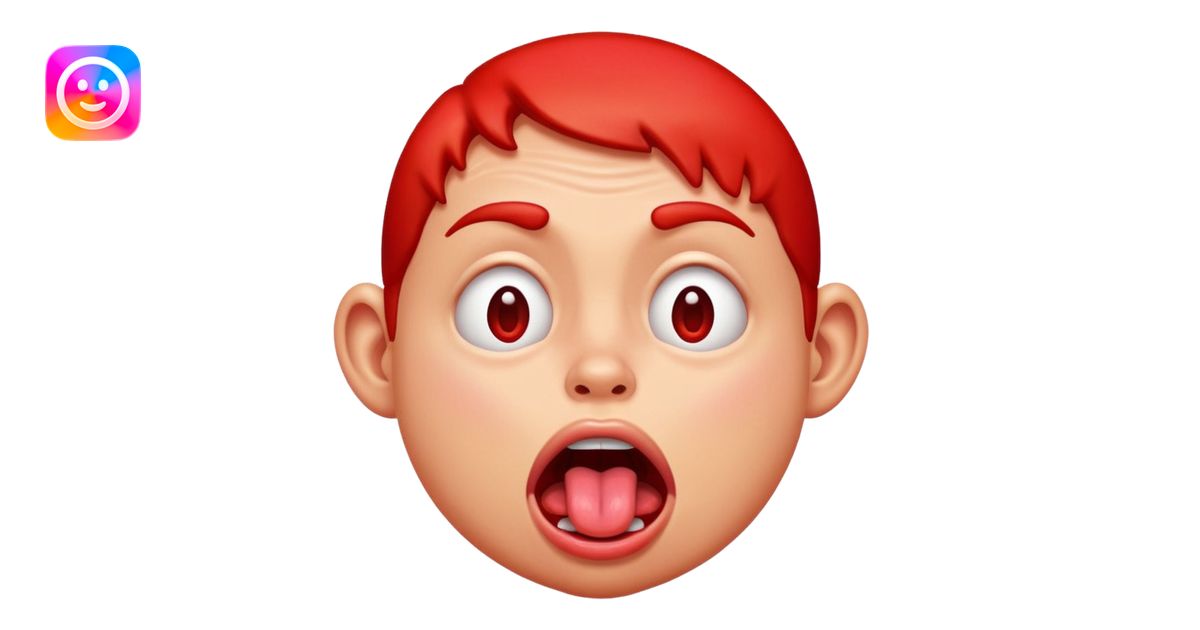 Red sweaty face begging with tongue out emoji | AI Emoji Generator